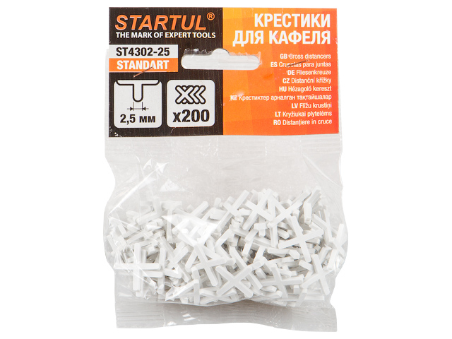 Крестики для кафеля 2.5mm 200шт STANDART STARTUL ST4302-25 купить